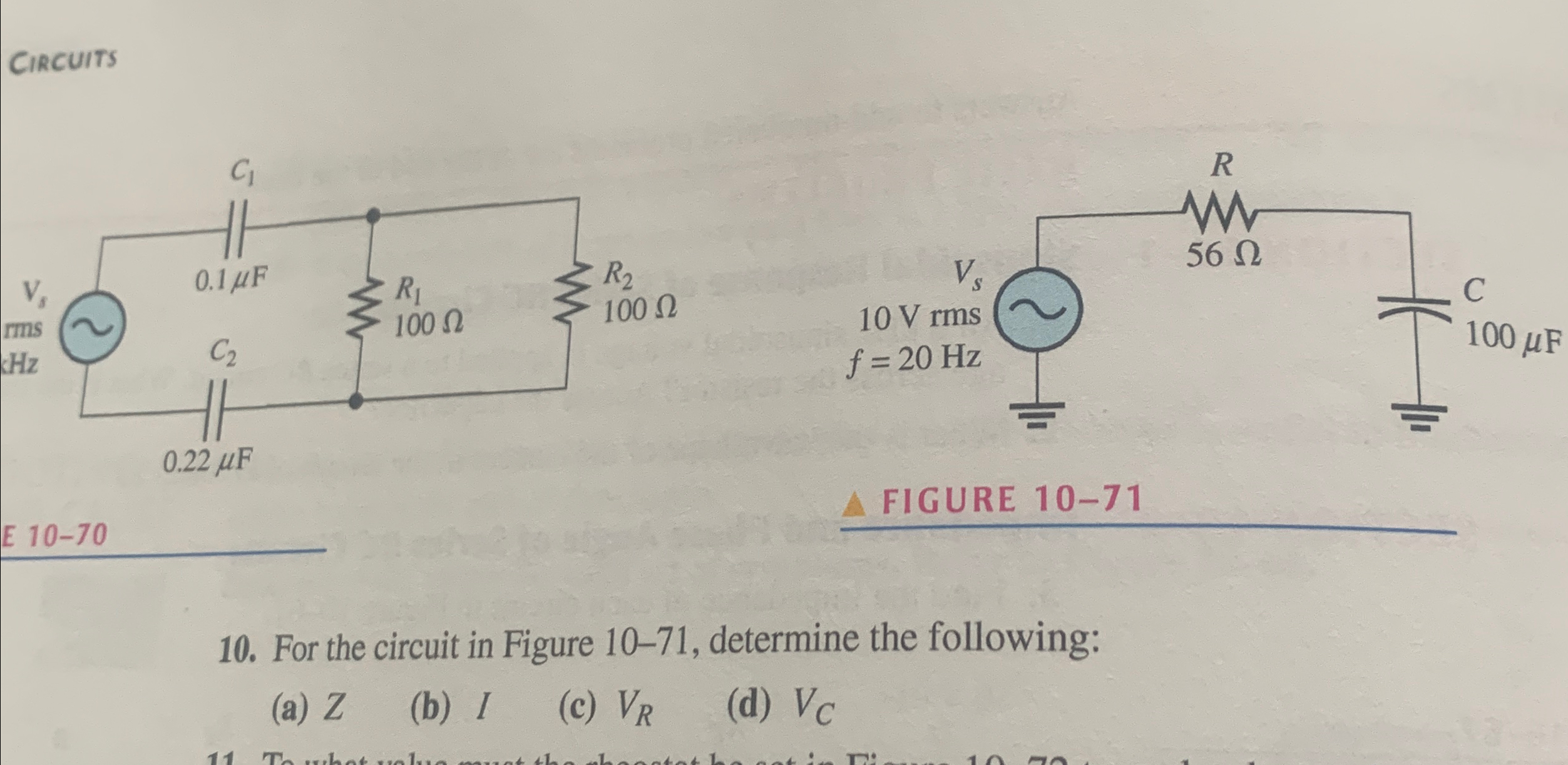 Solved CIRCUITSE 10-7010. ﻿For the circuit in Figure 10-71, | Chegg.com