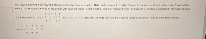 Solved You have determined the row and column index of a | Chegg.com