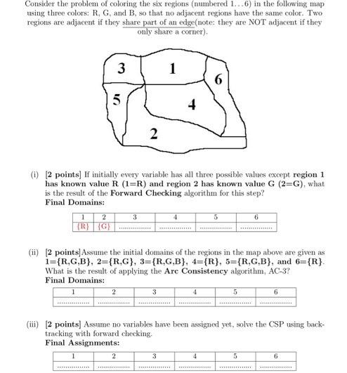 Solved Consider the problem of coloring the six regions | Chegg.com