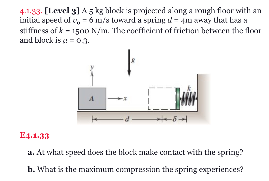 Solved 4.1.33. [Level 3] ﻿A 5 ﻿kg block is projected along a | Chegg.com