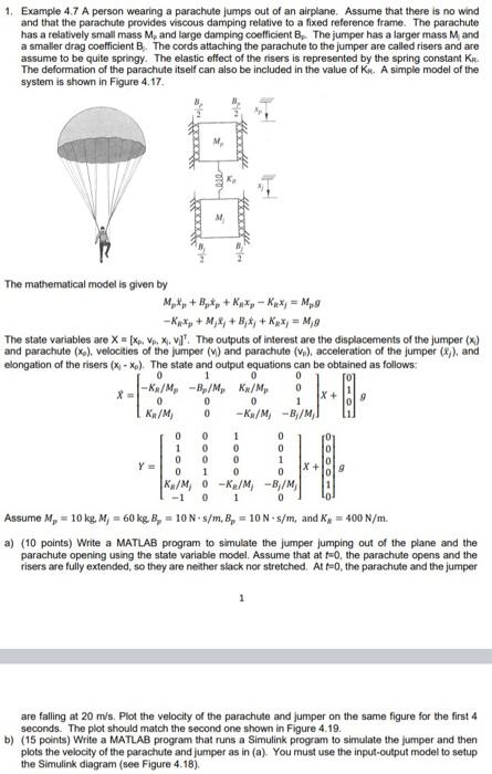 Solved 1. Example 4.7 A person wearing a parachute jumps out | Chegg.com