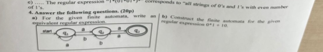 Solved of 1 's.e) ﻿:'.. ﻿The regular expression "I4. ﻿Answer | Chegg.com