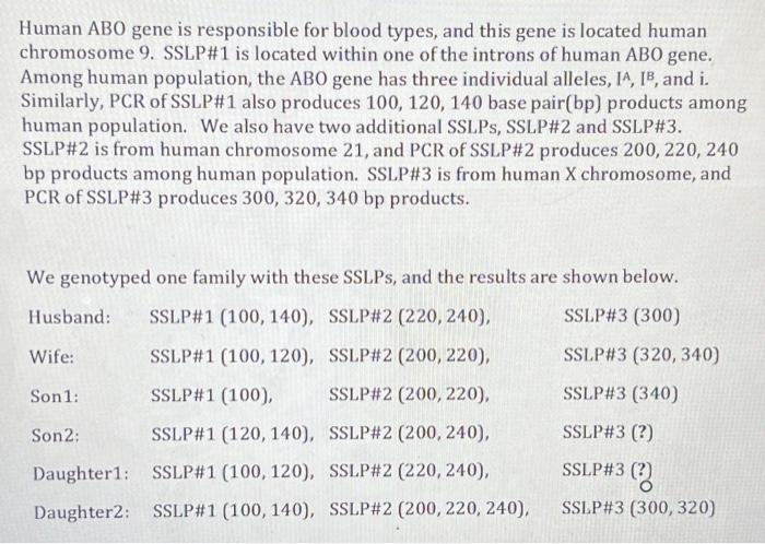 Human ABO gene is responsible for blood types, and | Chegg.com