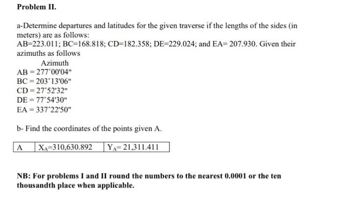 a-Determine departures and latitudes for the given | Chegg.com