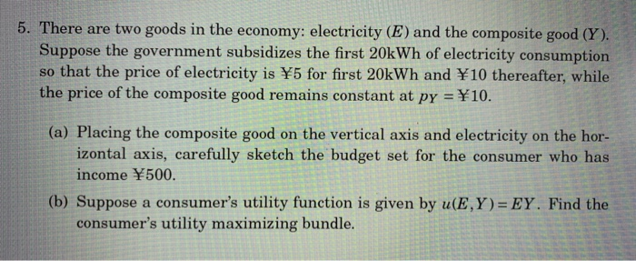 Solved 5. There are two goods in the economy: electricity | Chegg.com