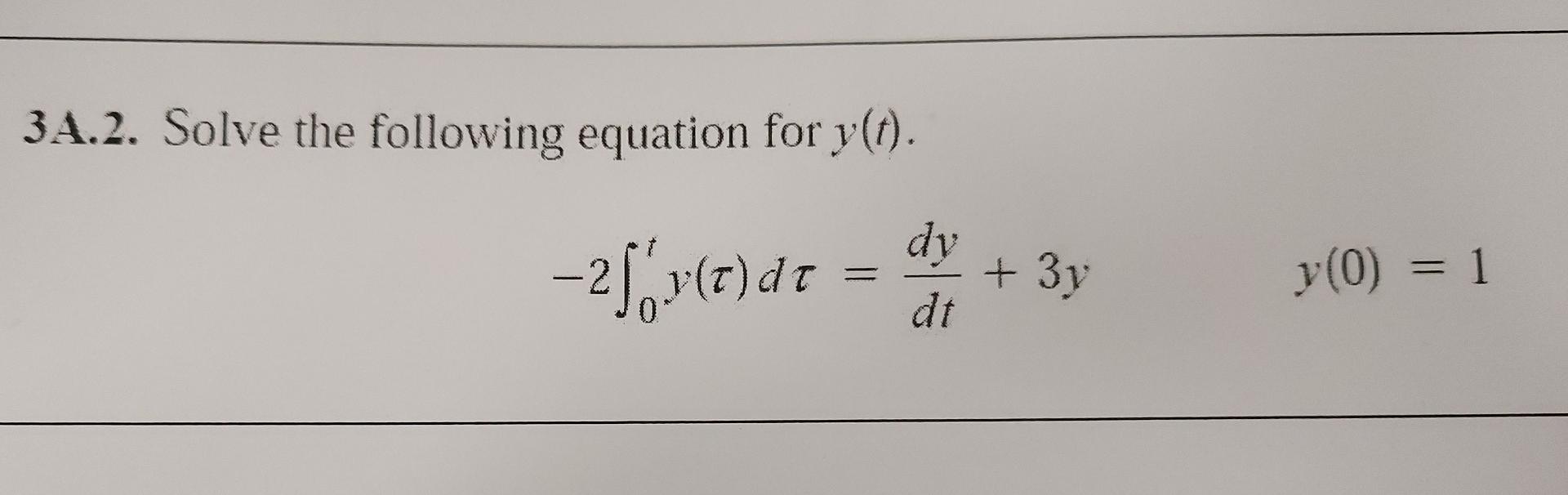 Solved 3A.2. Solve the following equation for y(t). | Chegg.com