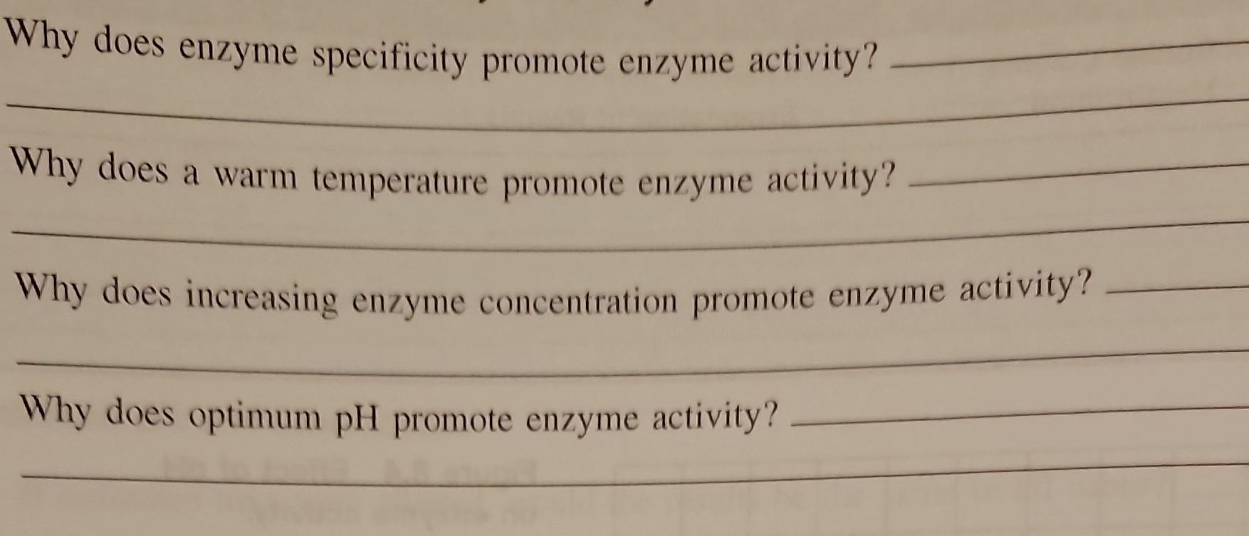 Solved Why does enzyme specificity promote enzyme activity? | Chegg.com