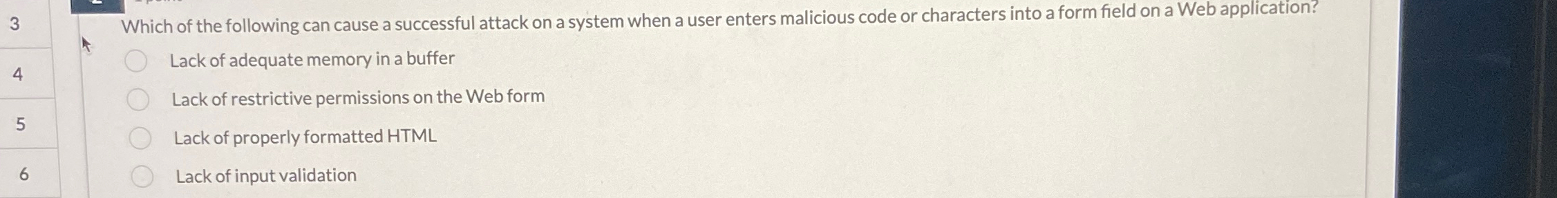 Solved 3Which of the following can cause a successful attack | Chegg.com