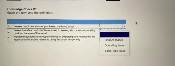 Solved Knowledge Check 01 Match the term and the definition. | Chegg.com