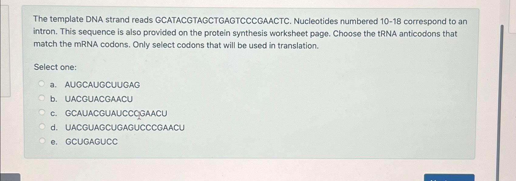 Solved The template DNA strand reads | Chegg.com