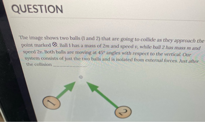 Solved QUESTION The image shows two balls (1 and 2) that are | Chegg.com