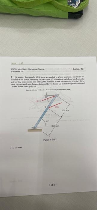 Solved ENGR 260-Vector Mechanics (Statics) Two parallel 40-N | Chegg.com