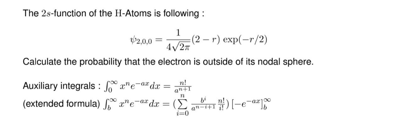 Solved The 2s-function of the H-Atoms is following : | Chegg.com