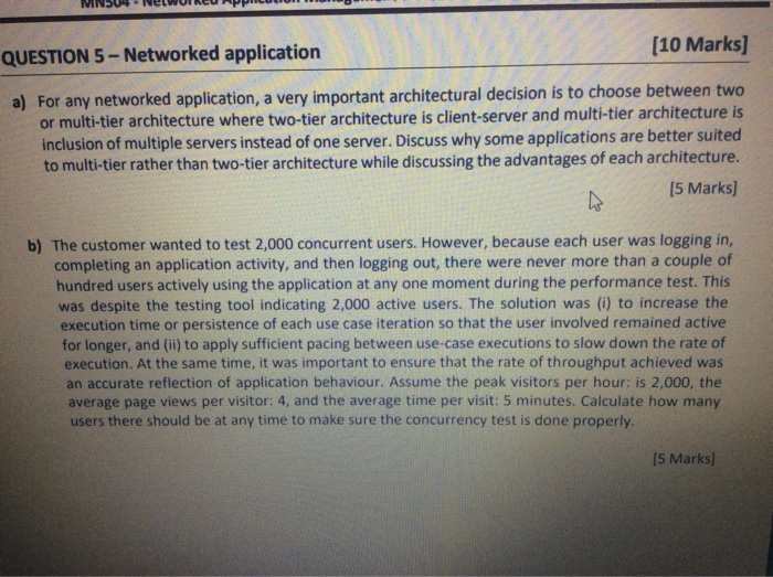 QUESTION 5 - Networked application [10 Marks] a) For | Chegg.com