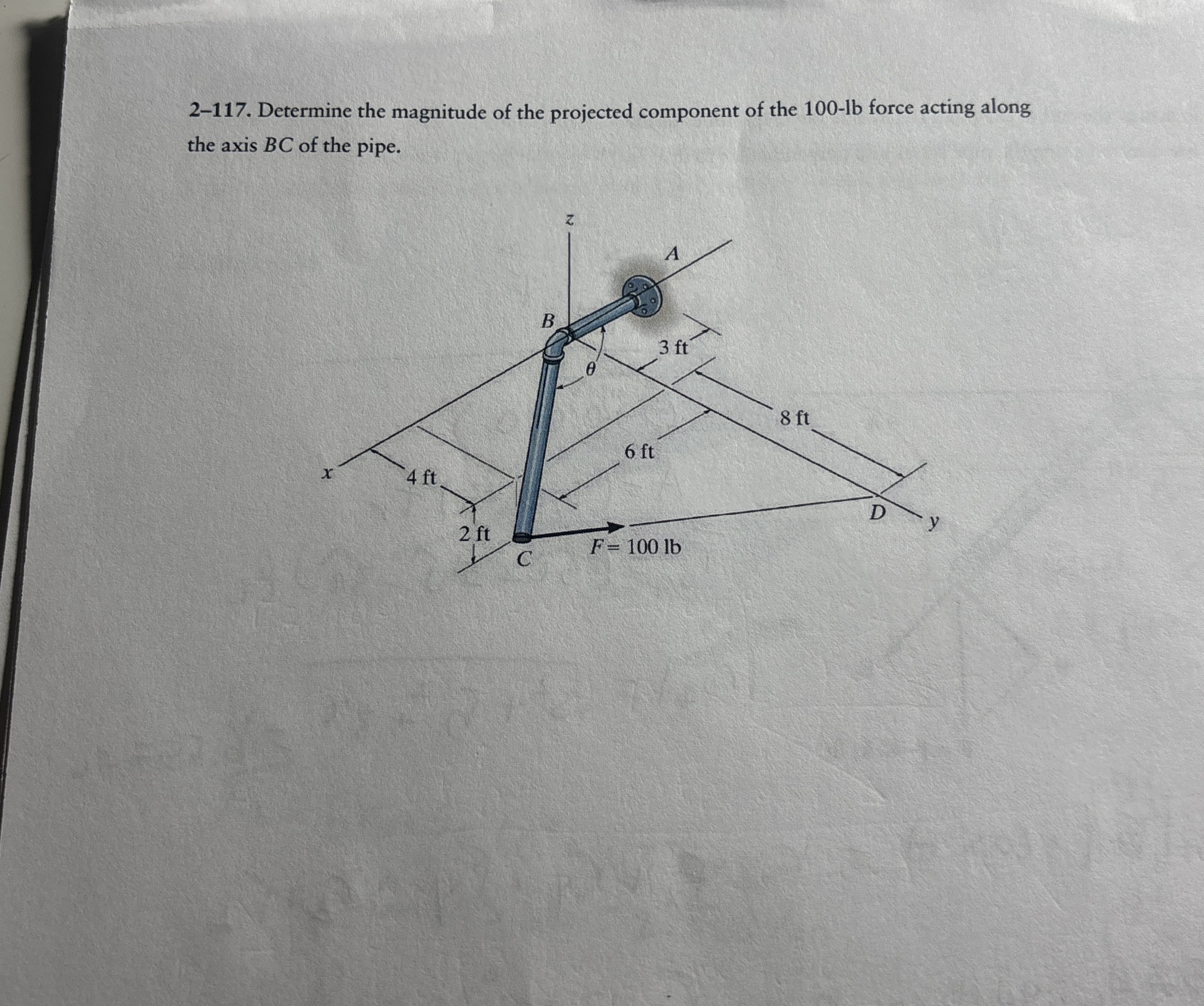 Solved 2 117 ﻿determine The Magnitude Of The Projected