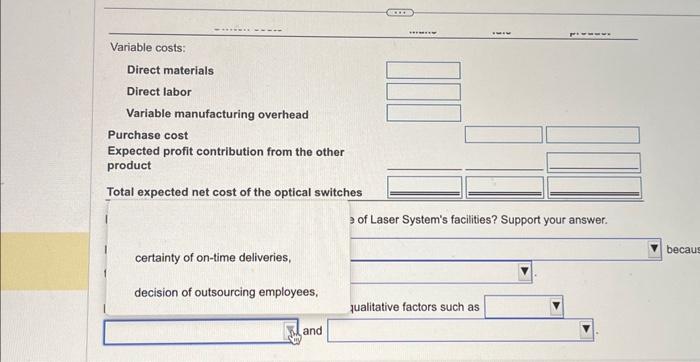 Solved Variable costs: Direct materials Direct labor | Chegg.com