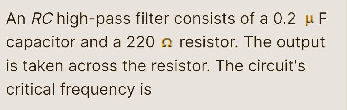 Solved An RC ﻿high-pass filter consists of a 0.2μF | Chegg.com