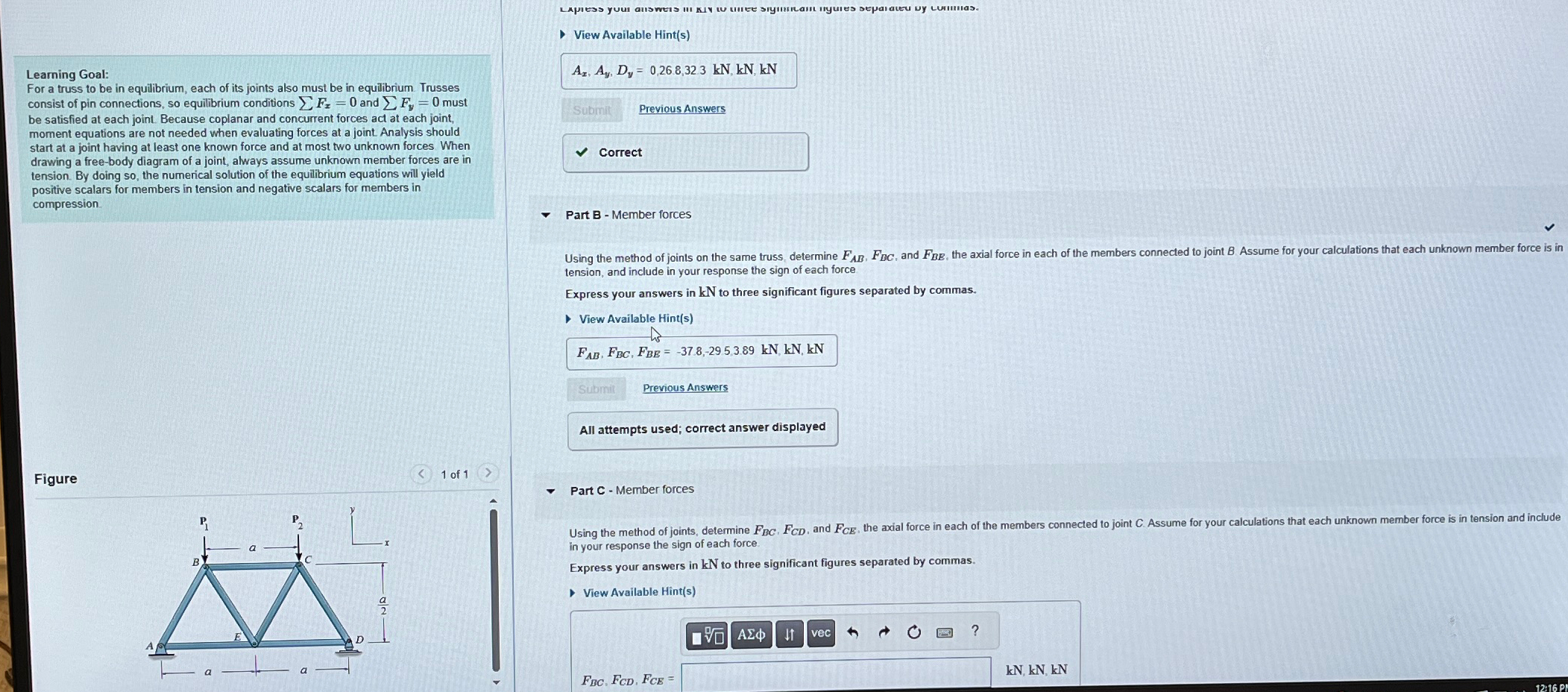 Solved View Available Hint(s)Learning Goal:For a truss to be | Chegg.com