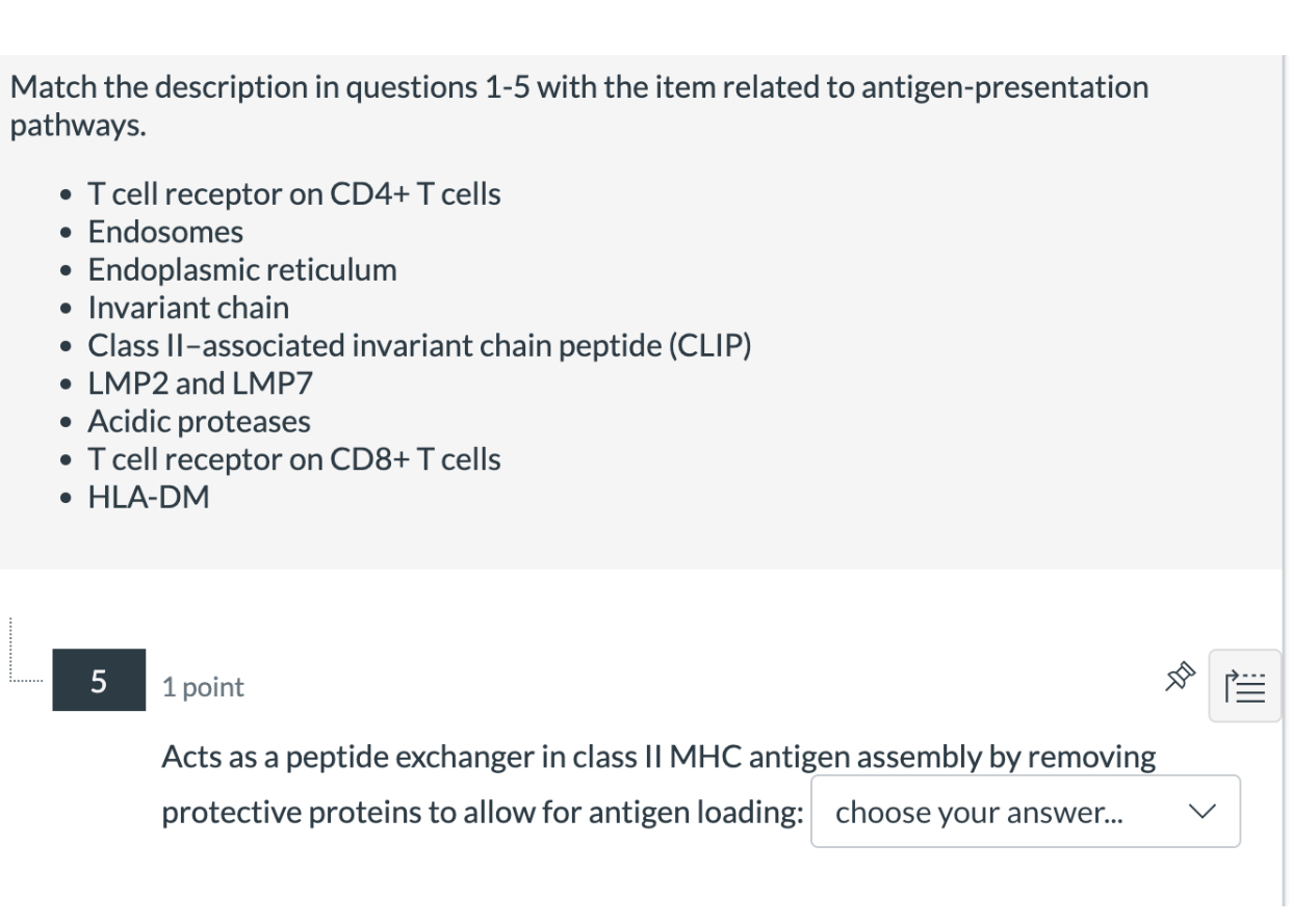 Solved Match the description in questions 1-5 ﻿with the item | Chegg.com