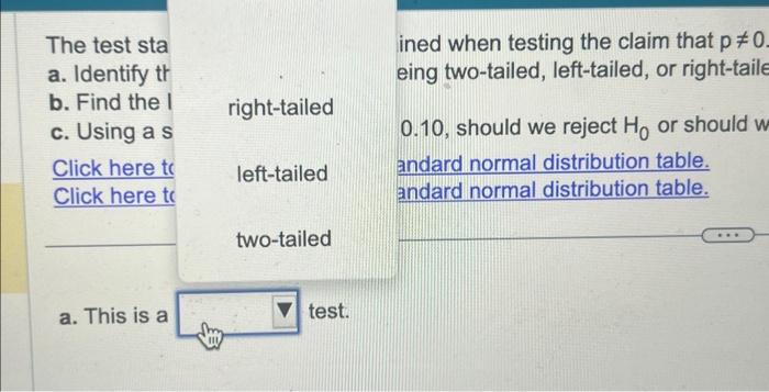 Solved The Test Statistic Of Z 2 03 Is Obtained When Testing
