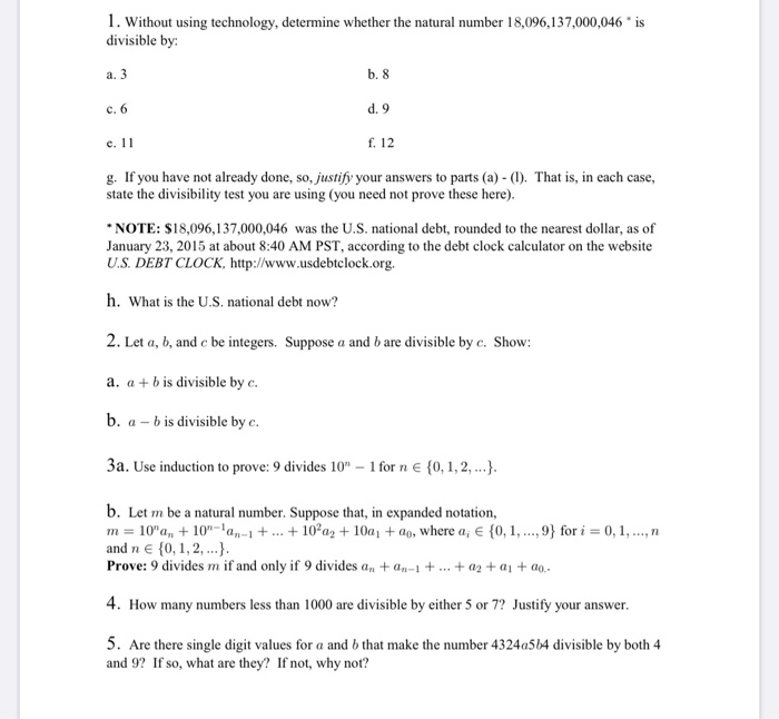 Solved 1. Without using technology, determine whether the | Chegg.com