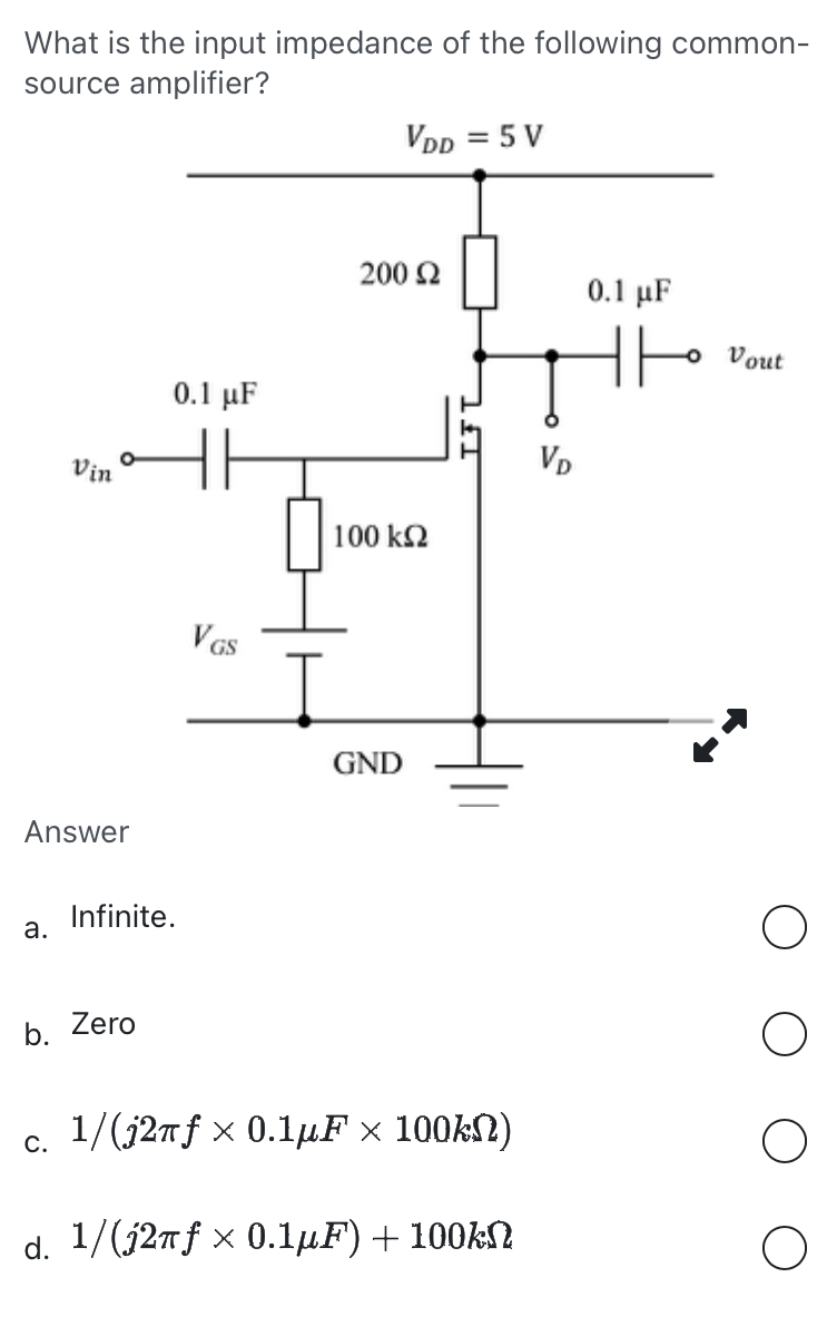 Solved What is the input impedance of the following | Chegg.com