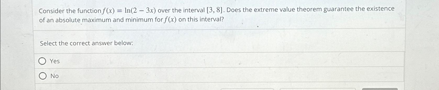 Solved Consider the function f(x)=ln(2-3x) ﻿over the | Chegg.com