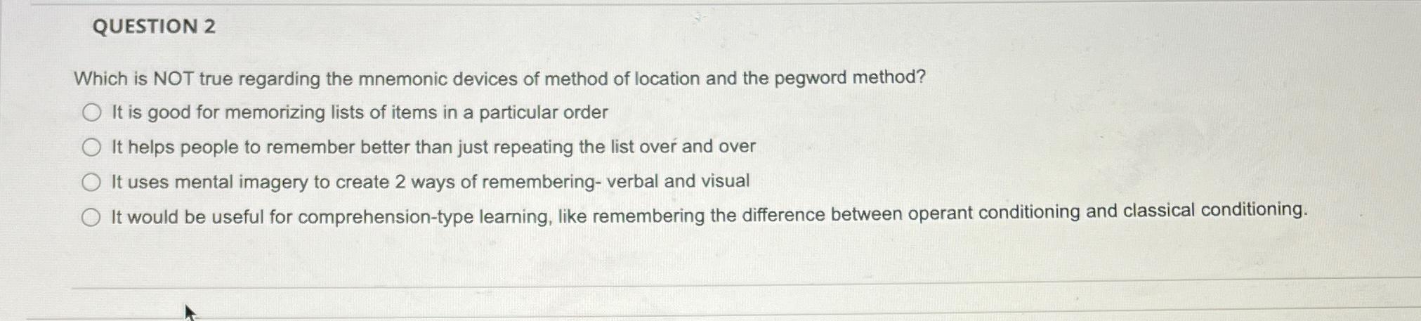 Solved QUESTION 2Which is NOT true regarding the mnemonic | Chegg.com