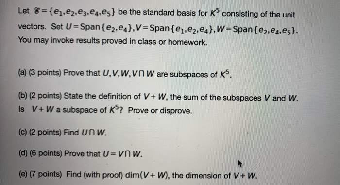 Solved Let 8 = {e1,e2,23,24, es} be the standard basis for a | Chegg.com