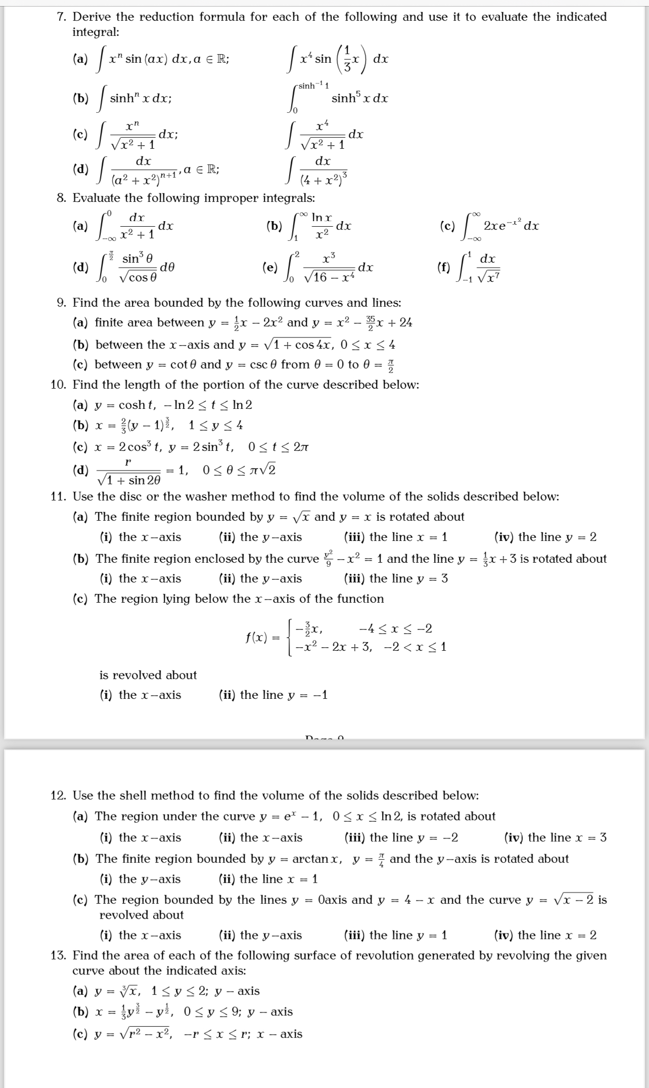 Solved Derive the reduction formula for each of the | Chegg.com