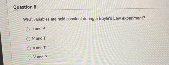 Solved What variables are held constant during a Boyle's Law | Chegg.com