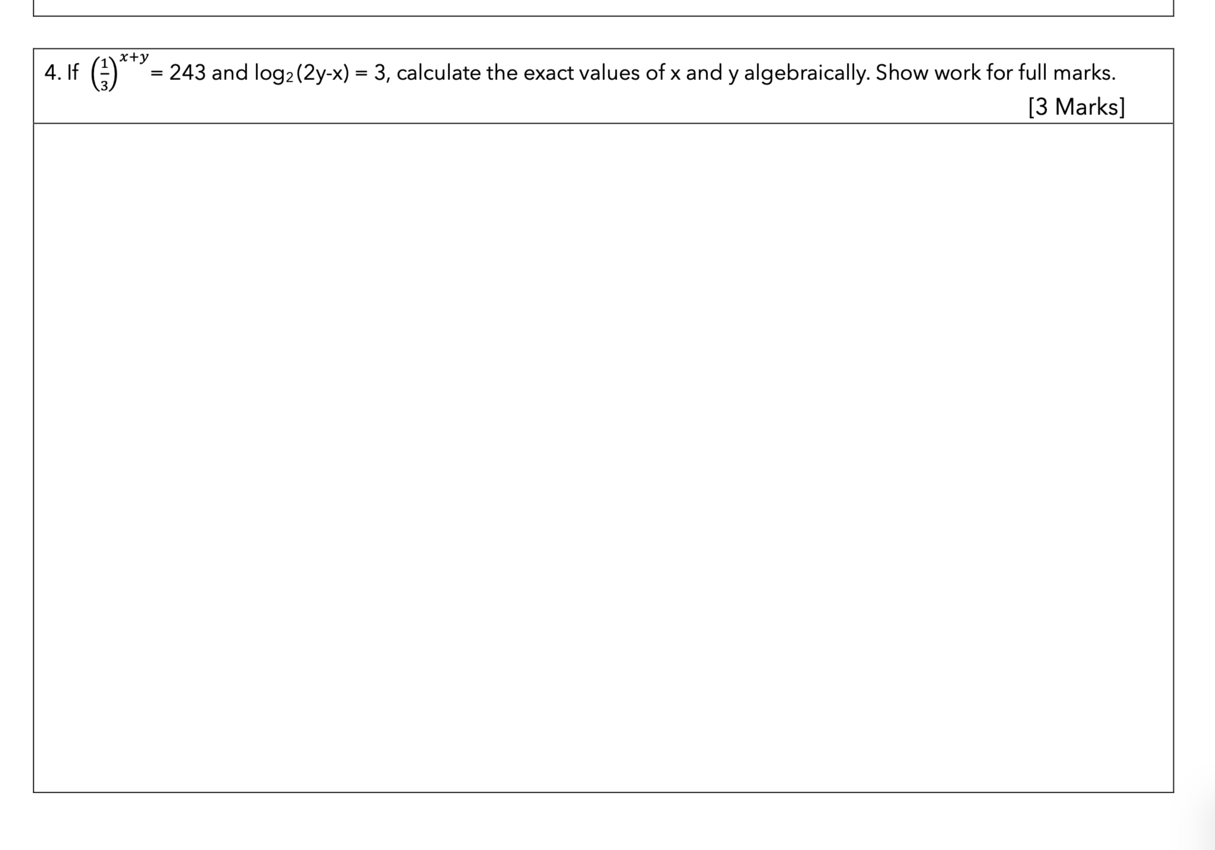 Solved If (13)x+y=243 ﻿and log2(2y-x)=3, ﻿calculate the | Chegg.com