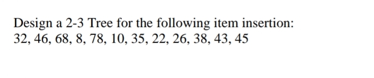 Solved Design a 2-3 ﻿Tree for the following item | Chegg.com