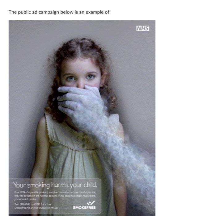 Solved The public ad campaign below is an example of: a | Chegg.com