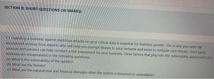 Solved SECTION B: SHORT QUESTIONS (30 MARKS) 1.1 Guarding a | Chegg.com