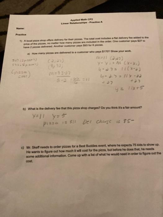 Solved Applied Math CP2 Linear Relationships - Practice A | Chegg.com