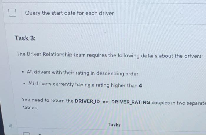 Solved Task 1: Drivers are essential for InstantRide, and | Chegg.com