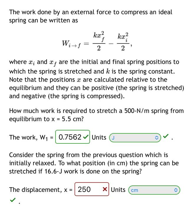 Solved The work done by an external force to compress an | Chegg.com