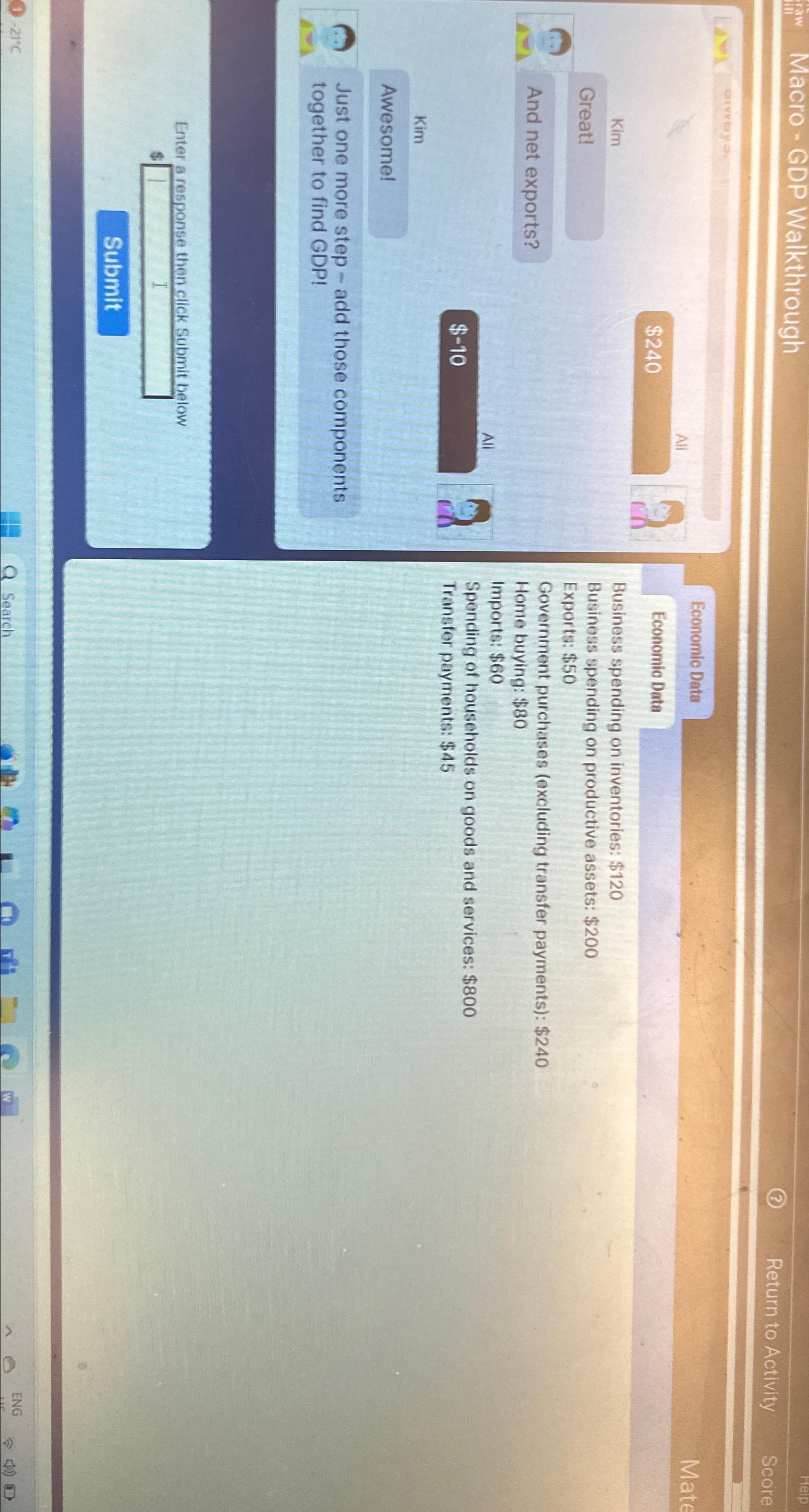 Solved Macro - ﻿GDP WalkthroughReturn to | Chegg.com