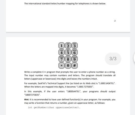 Solved The international standard letter/number mapping for | Chegg.com