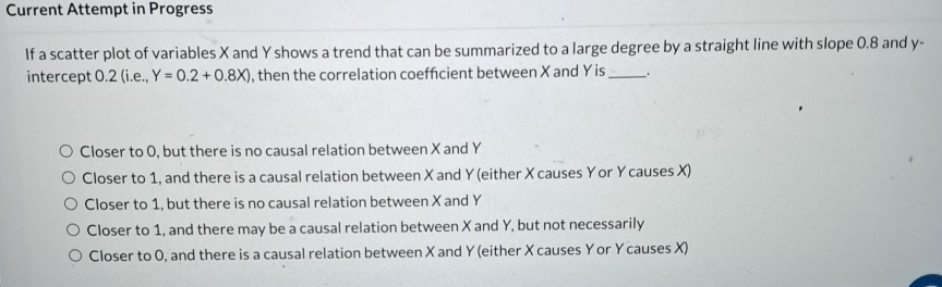 Current Attempt in ProgressIf a scatter plot of | Chegg.com