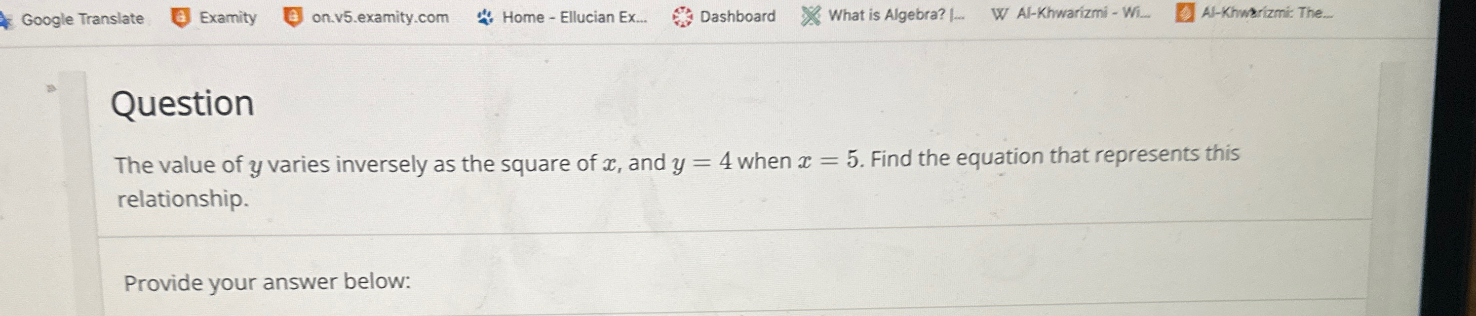 Solved Google TranslateExamityon.v5.examity.comHome - | Chegg.com