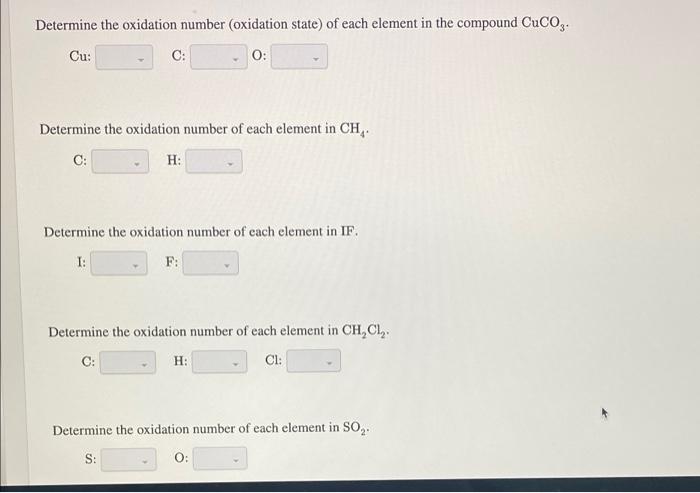 Solved Determine the oxidation number oxidation state) of | Chegg.com