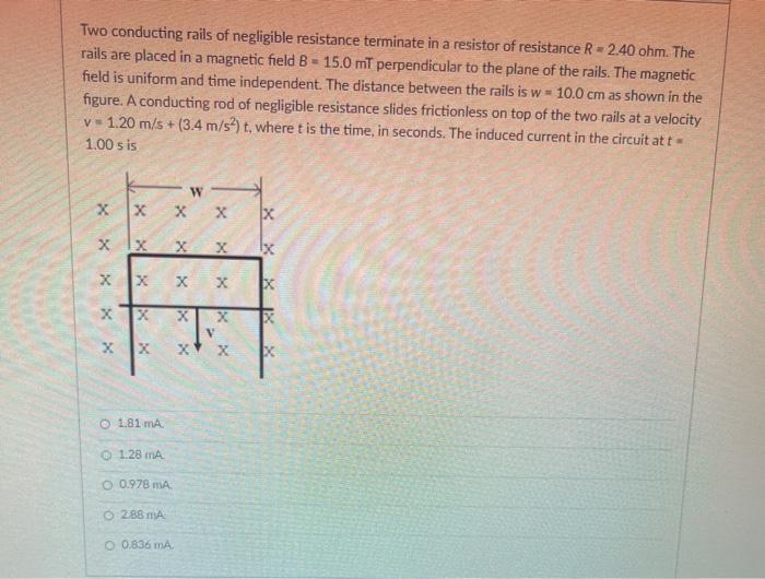 Solved Two conducting rails of negligible resistance | Chegg.com