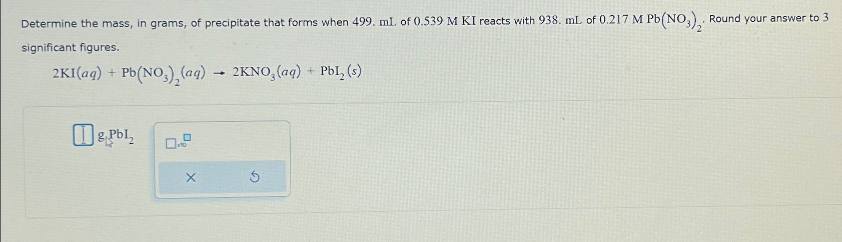 Solved Determine the mass, in grams, of precipitate that | Chegg.com