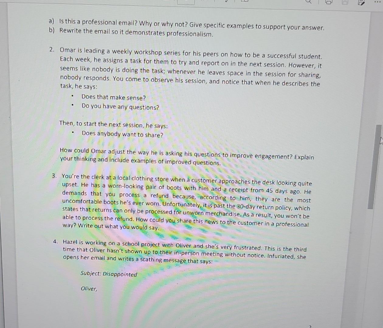 ractice vour application of effective communication | Chegg.com