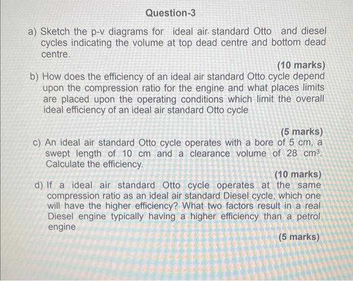 Solved Question-3 a) Sketch the p-v diagrams for ideal air. | Chegg.com