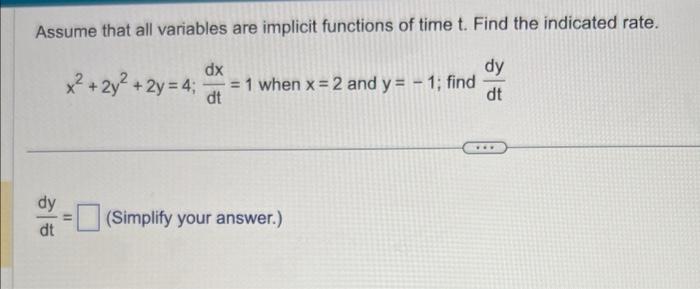 Solved Assume that all variables are implicit functions of | Chegg.com