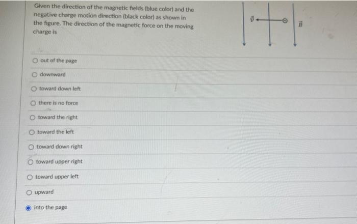 Solved Given the direction of the magnetic fields (blue | Chegg.com