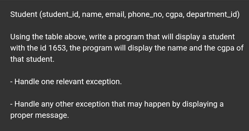 Solved Student (student_id, name, email, phone_no, cgpa, | Chegg.com
